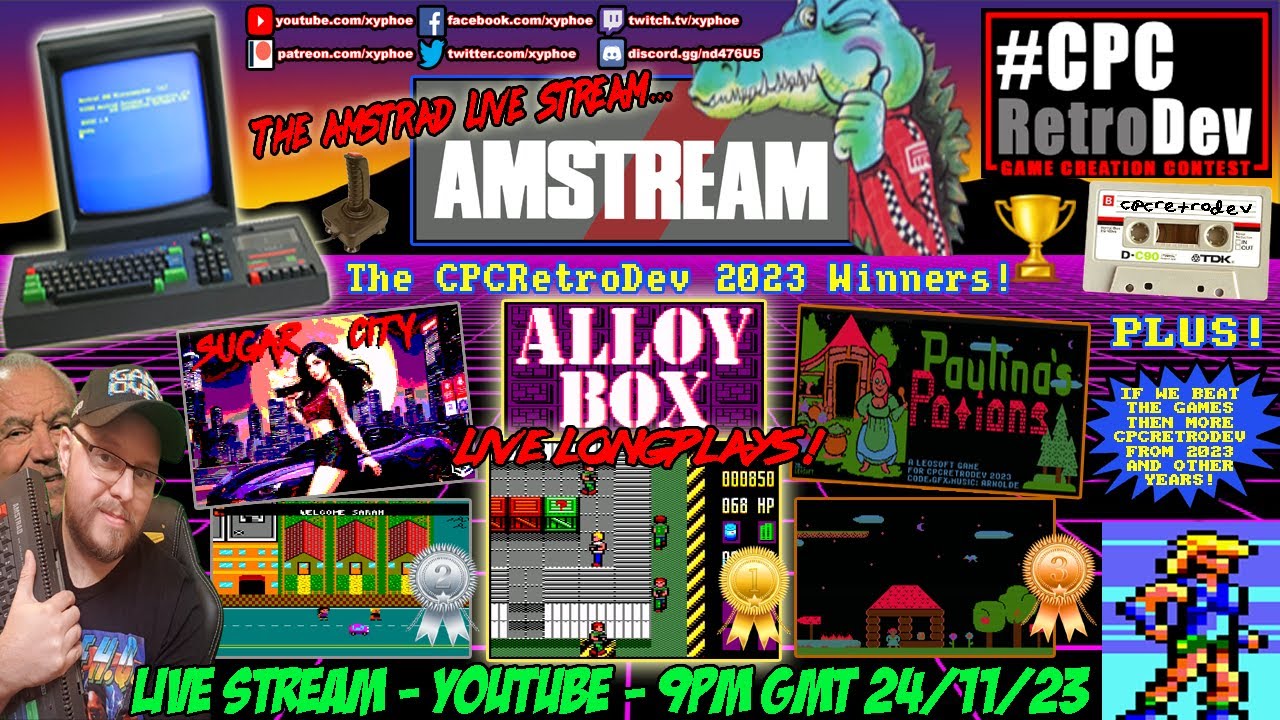 [AMSTRAD CPC]⚡️AMSTREAM 🕹️"Alloy Box", "Sugar City" & "Paulina's Potions" CPCRetroDev 2023 ...